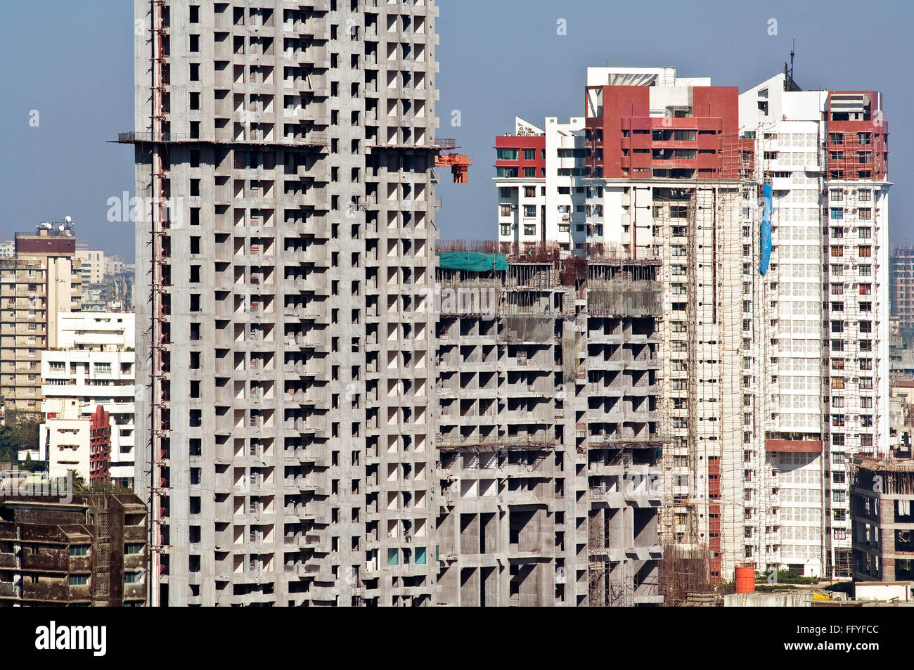 Construction of buildings ; Worli ; Bombay ; Mumbai ; Maharashtra ...