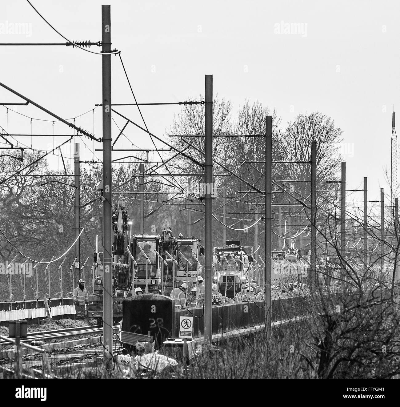 16th February 2017 Network Rail engineering works on Holmes Chapel ...