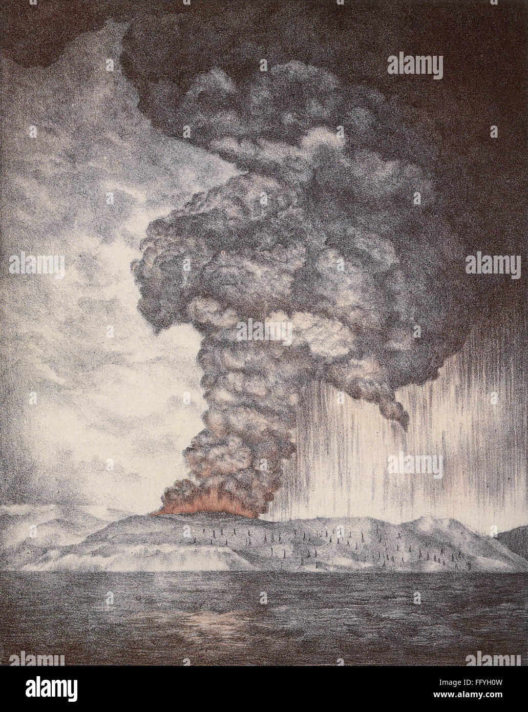 VOLCANO: KRAKATAU, 1883. /nAsh billows from the Krakatau volcano in the ...