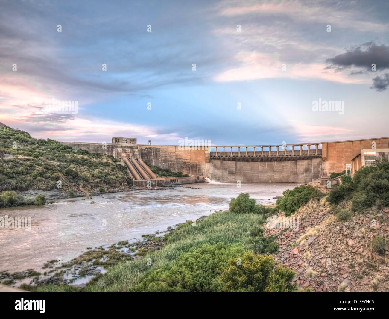 sunset at Gariep dam in South Africa Stock Photo - Alamy