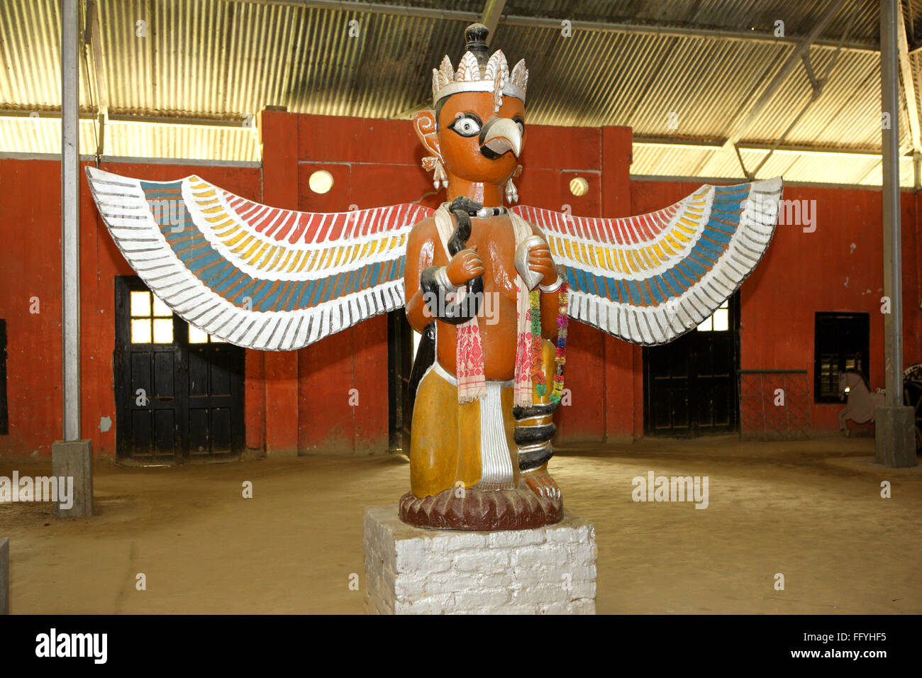 Statue of Garuda at vaishnavite hindu temple ; Kamalabari ; Majuli ...