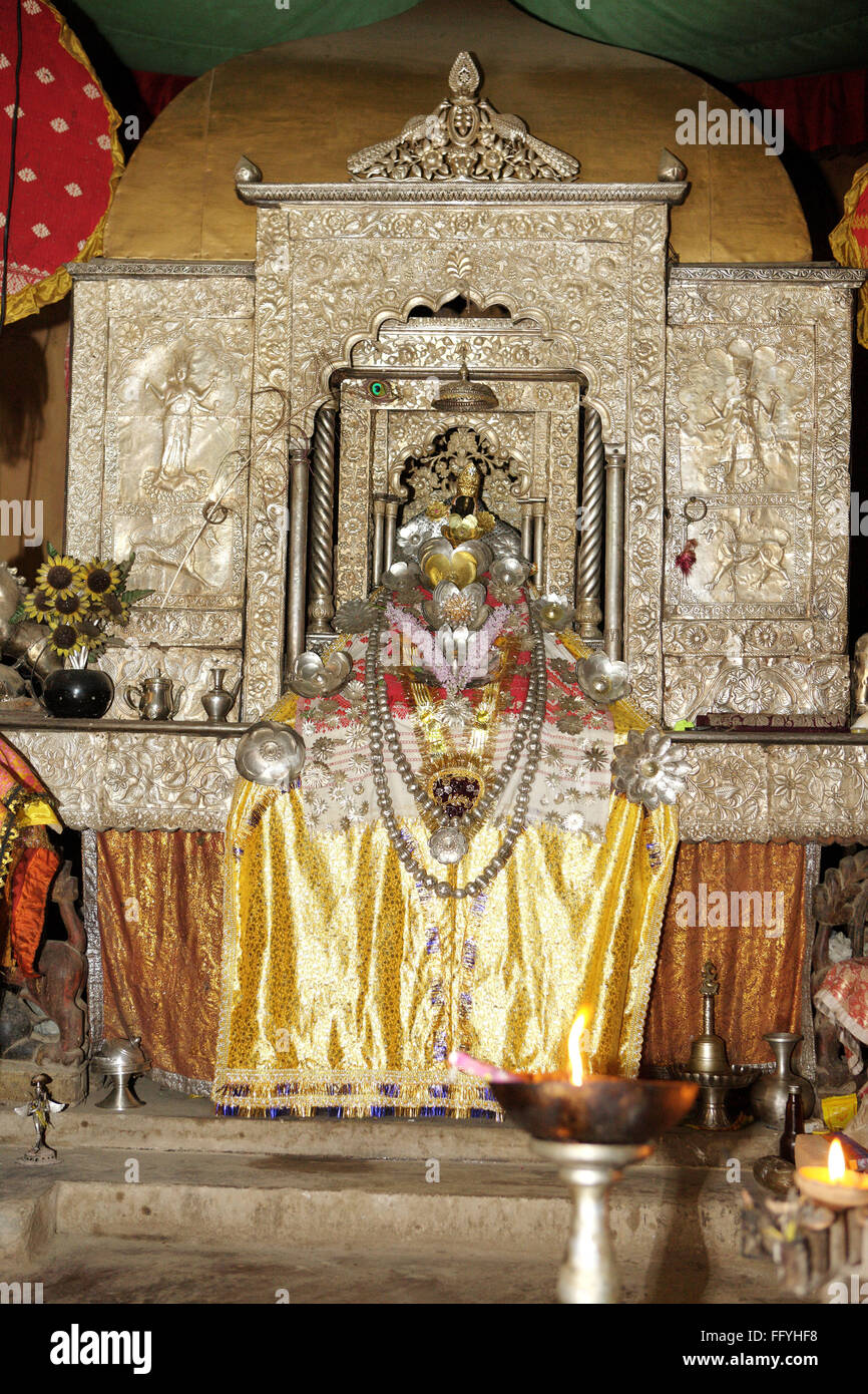 Rich silver shrine at vaishnavite hindu temple ; Kamalabari ; Majuli ...