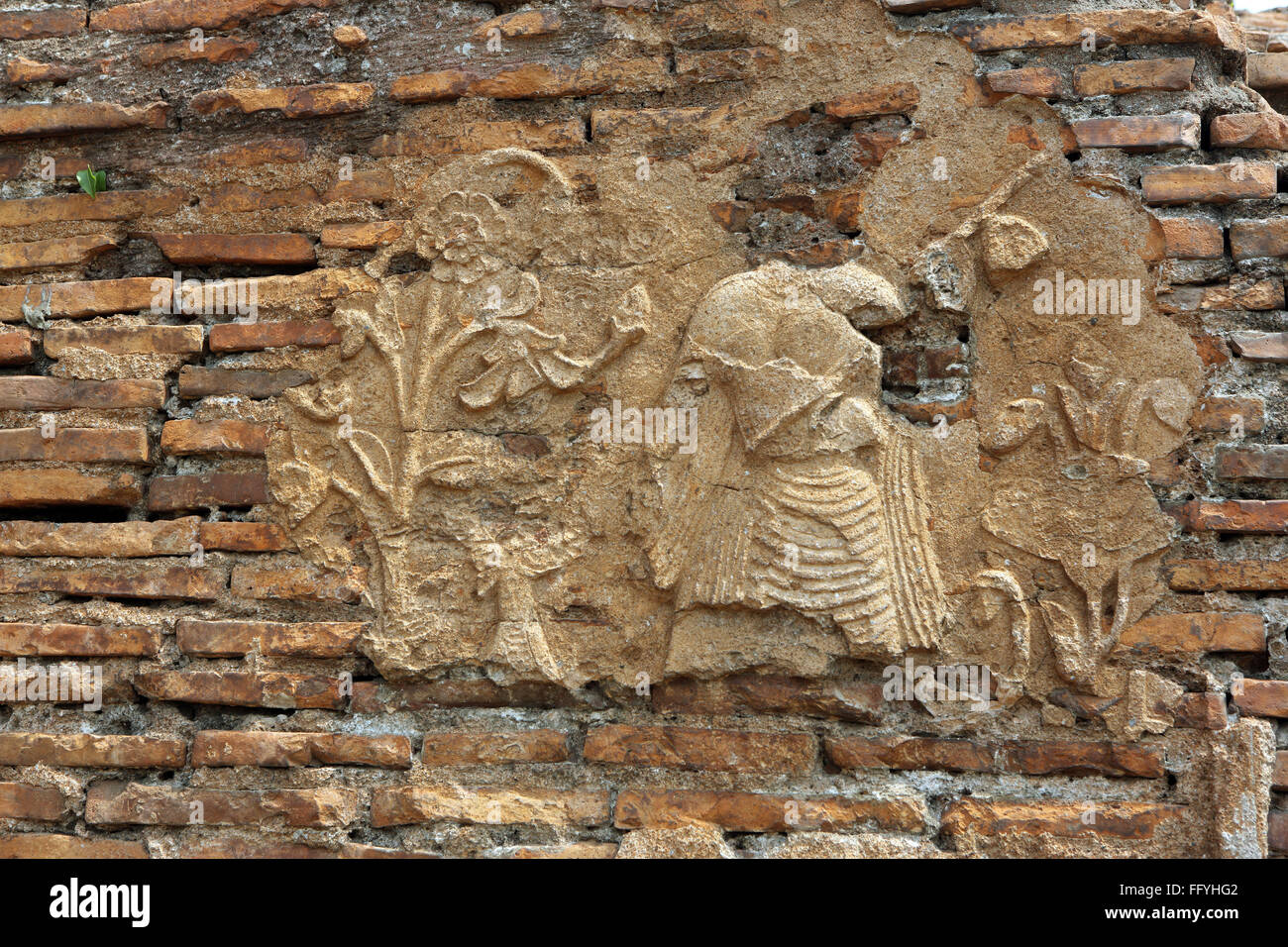 Decorative wall plaster of talatal ghar ; Sivsagar ; Assam ; India ...