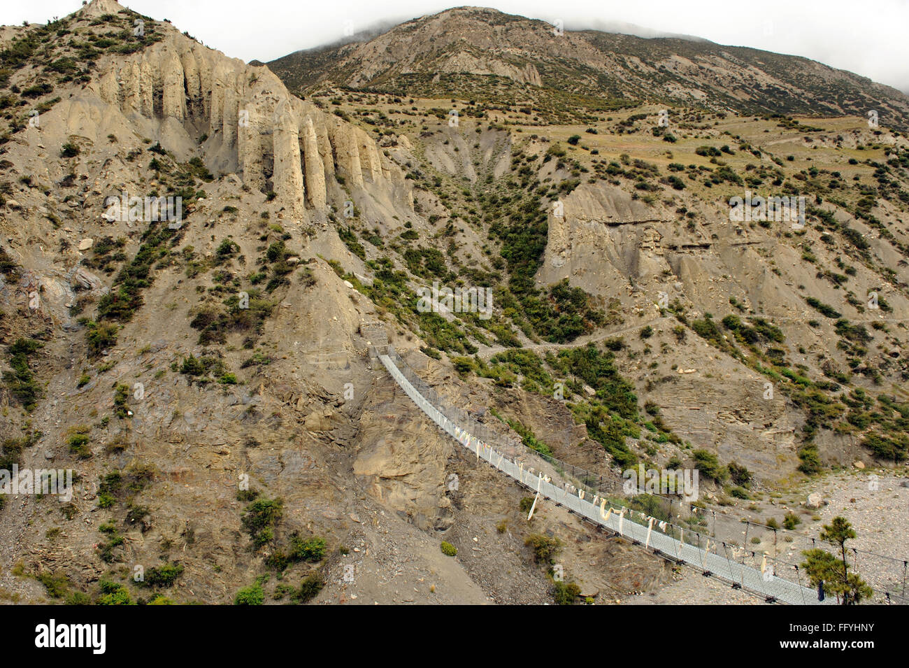 Bridge ; Manang ; Nepal Stock Photo - Alamy