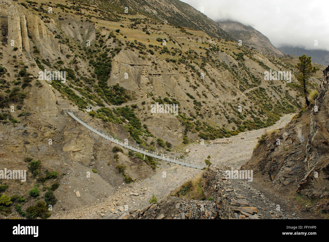 Bridge ; Manang ; Nepal Stock Photo - Alamy