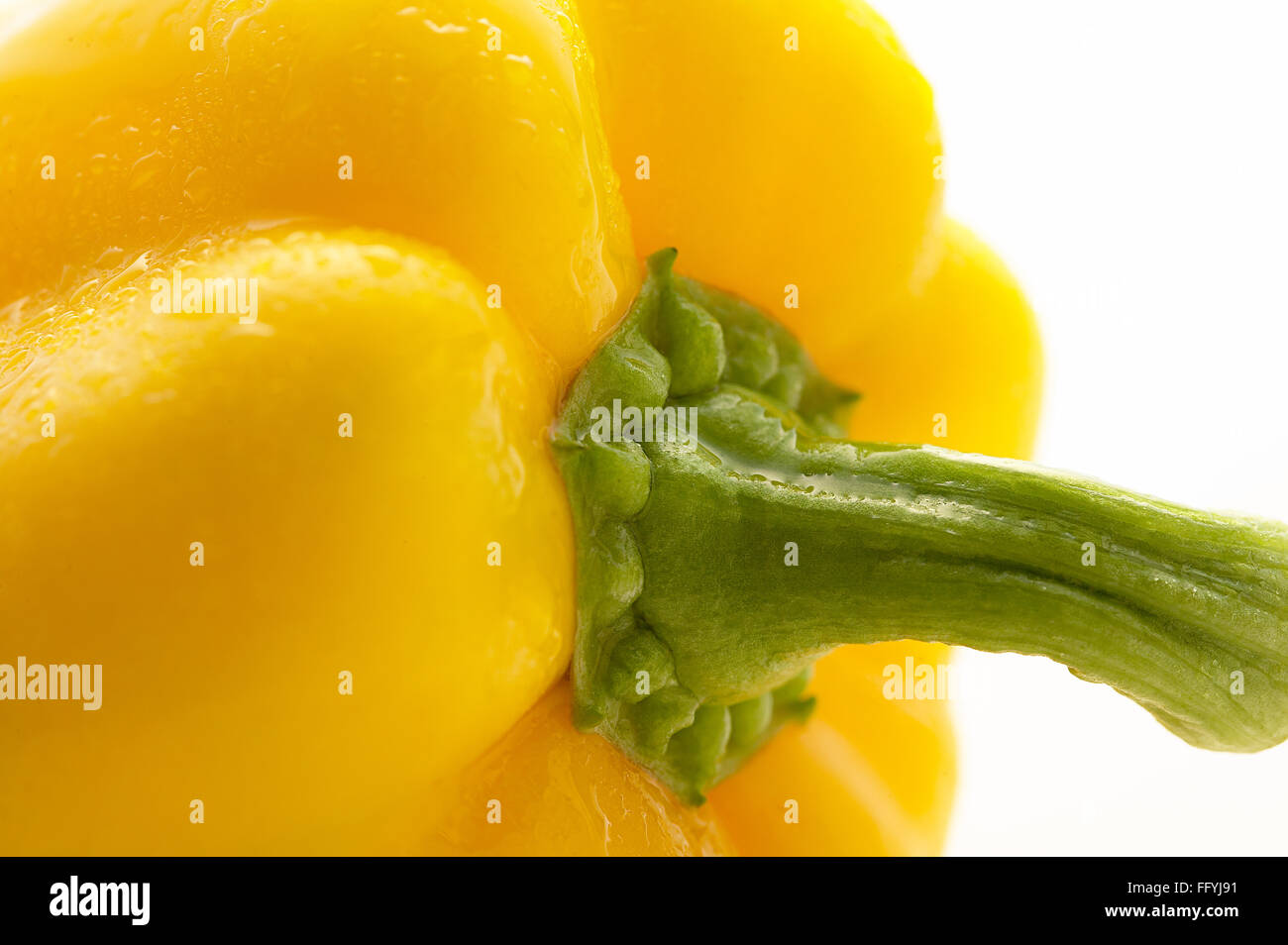 Vegetable , water drops on yellow capsicum on white background Stock ...