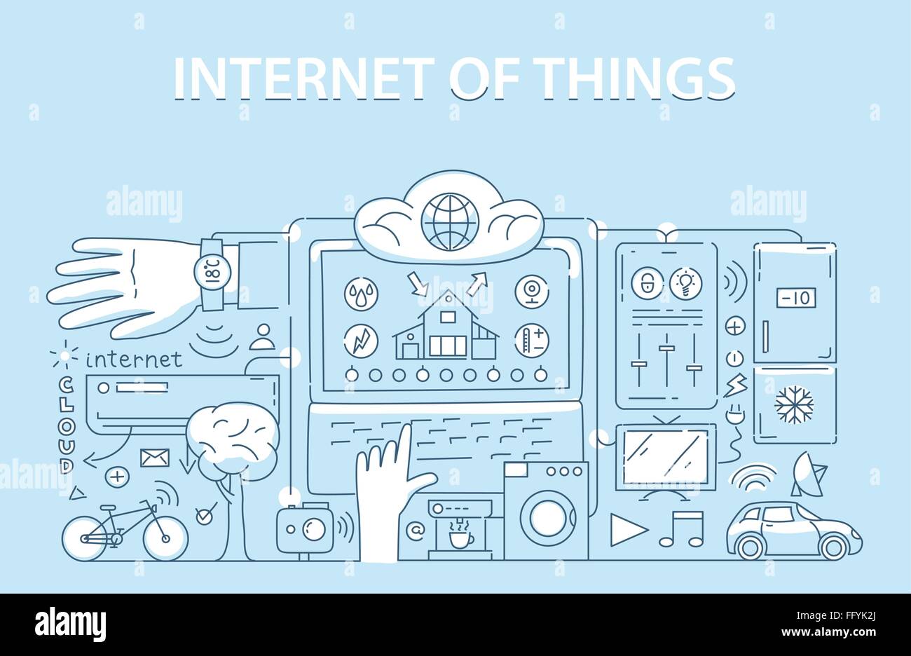Line style design concept of internet of things data technology ...