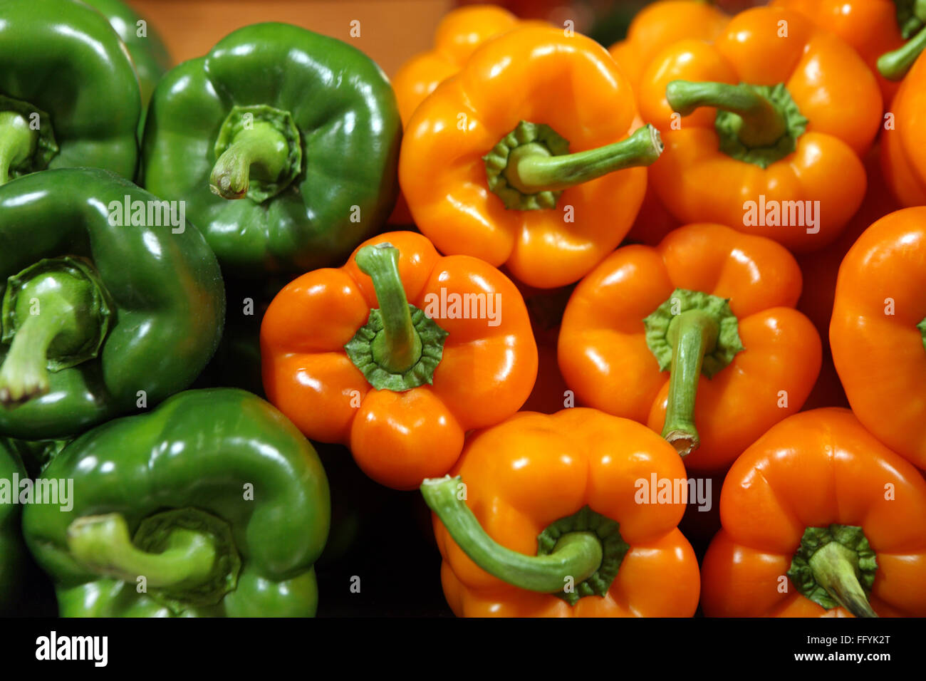 Green and Orange Capsicum vegetable India Stock Photo - Alamy