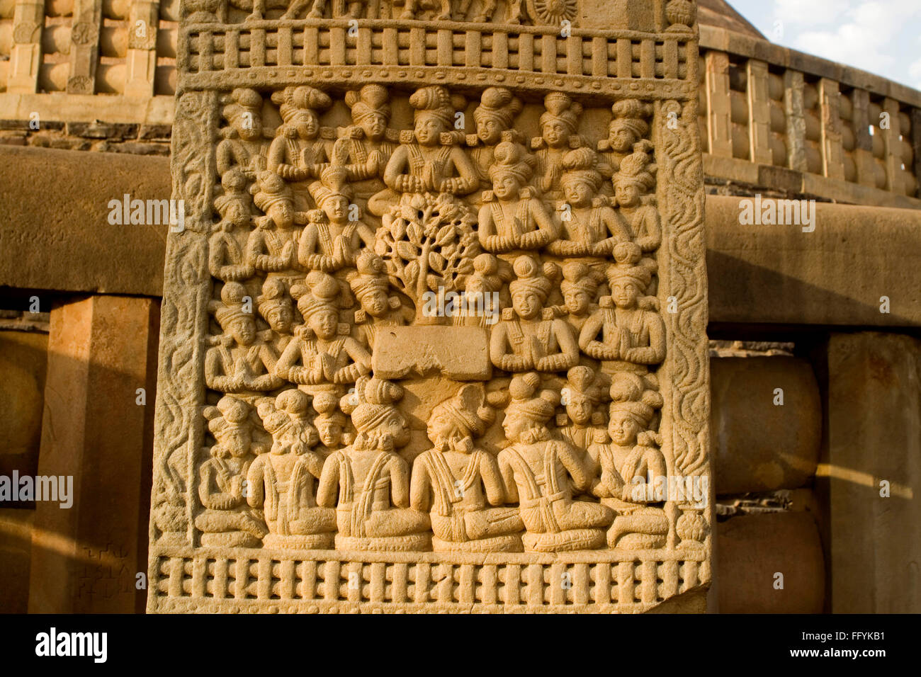 Buddhist monuments Sanchi world heritage stupa gateway pillar front ...