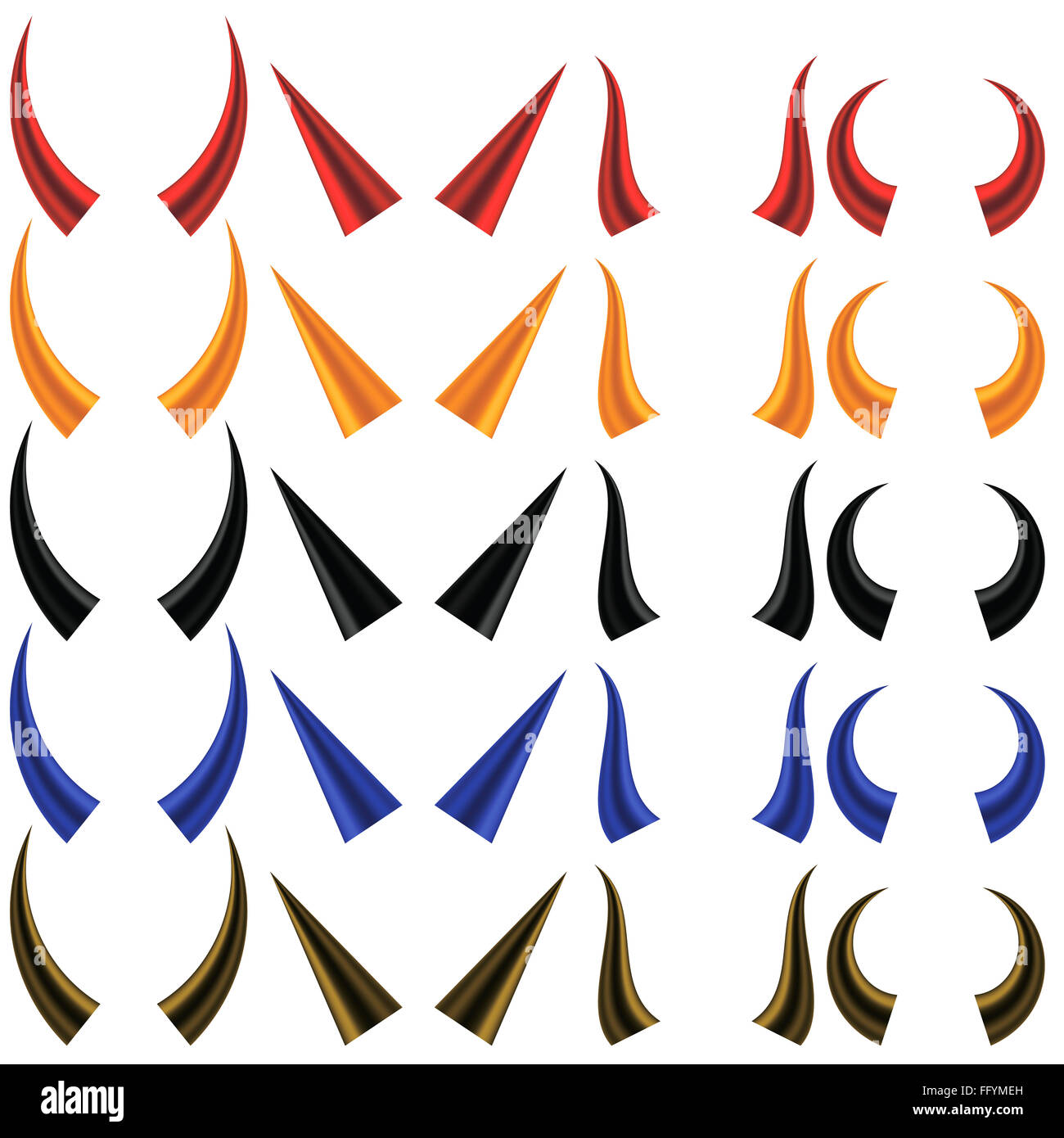 Set of Different Colorful Horns Stock Photo - Alamy