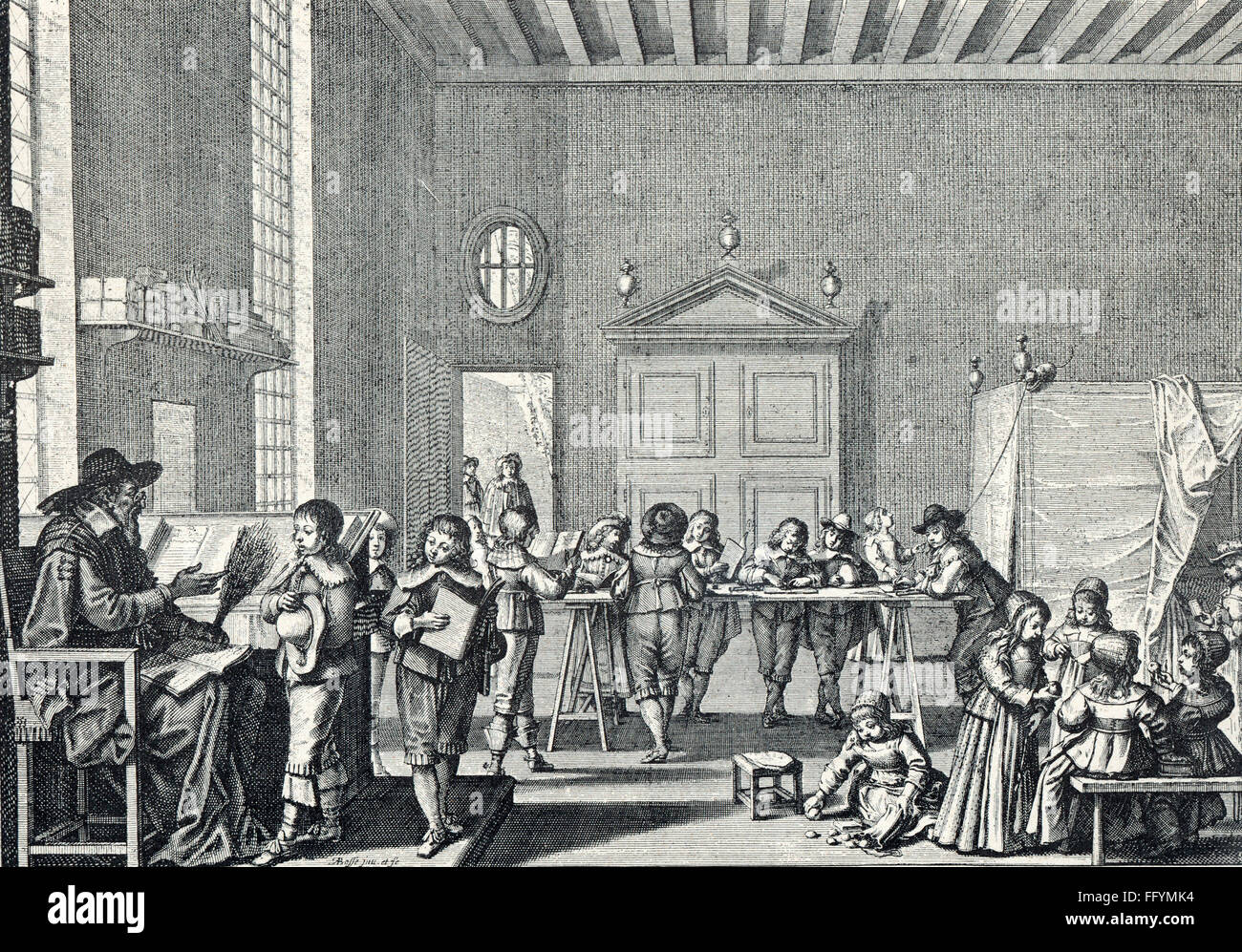 pedagogy, school / lessons / discipline, boys school, copper engraving ...