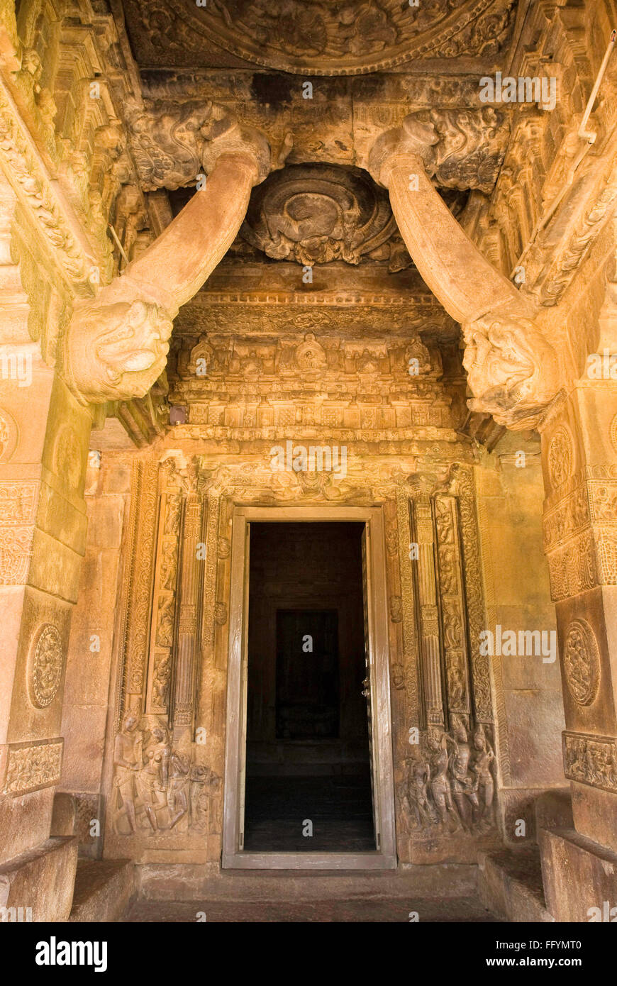 Inside entrance view of Durga temple in Aihole , Karnataka , India ...