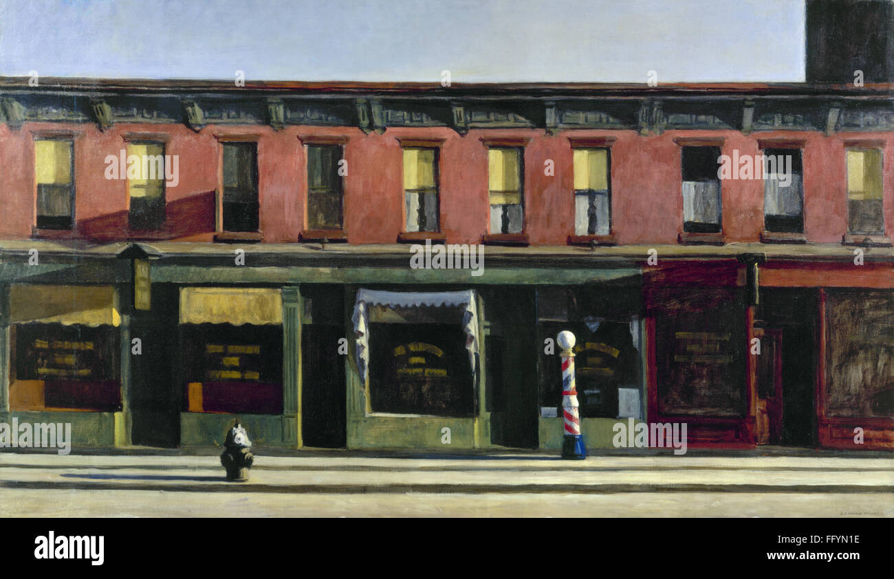 HOPPER: SUNDAY MORNING. /n'Early Sunday Morning.' Oil on canvas by ...