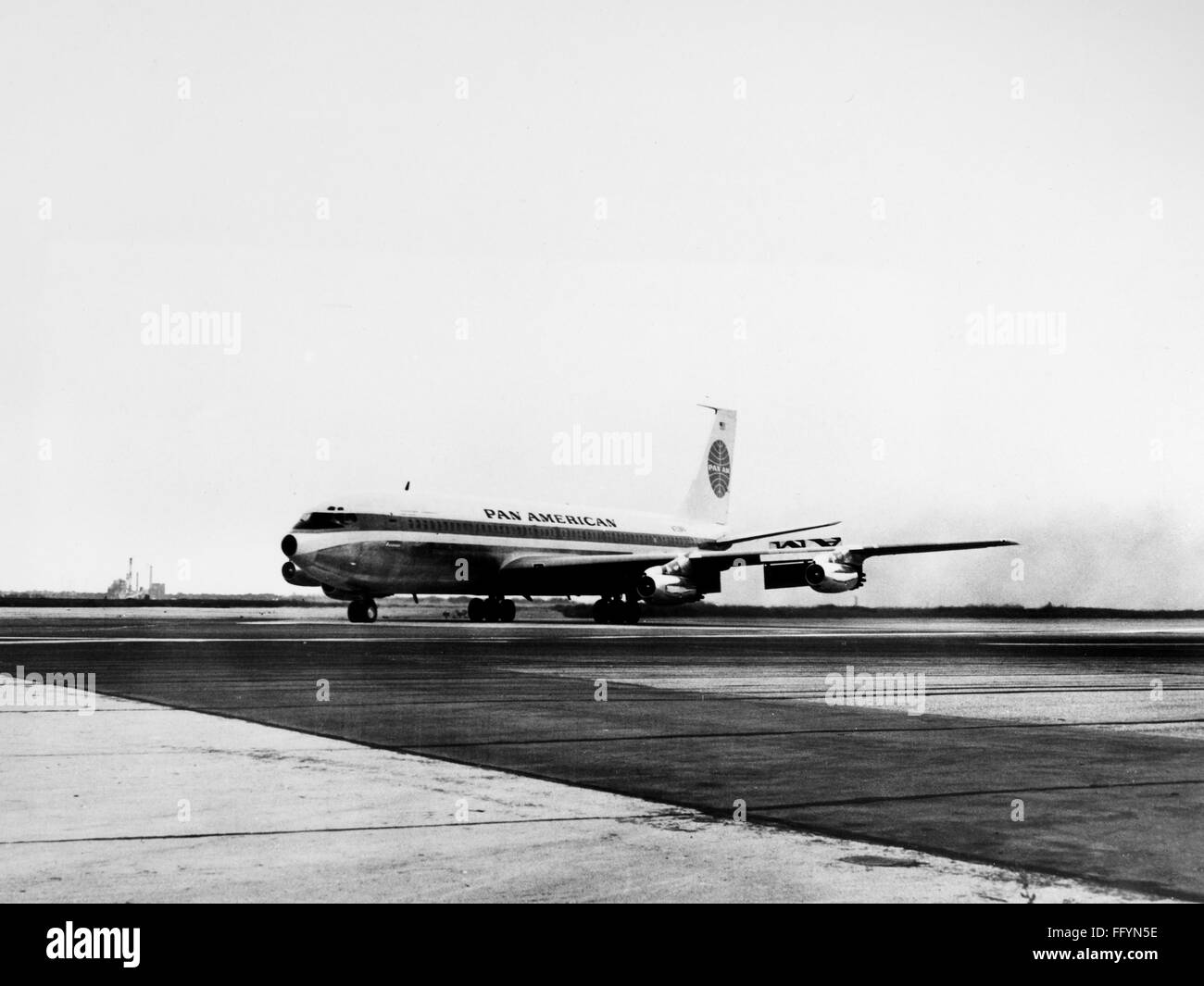 BOEING 707 PLANE, 1958. /nA Boeing 707 jet clipper operated by Pan ...