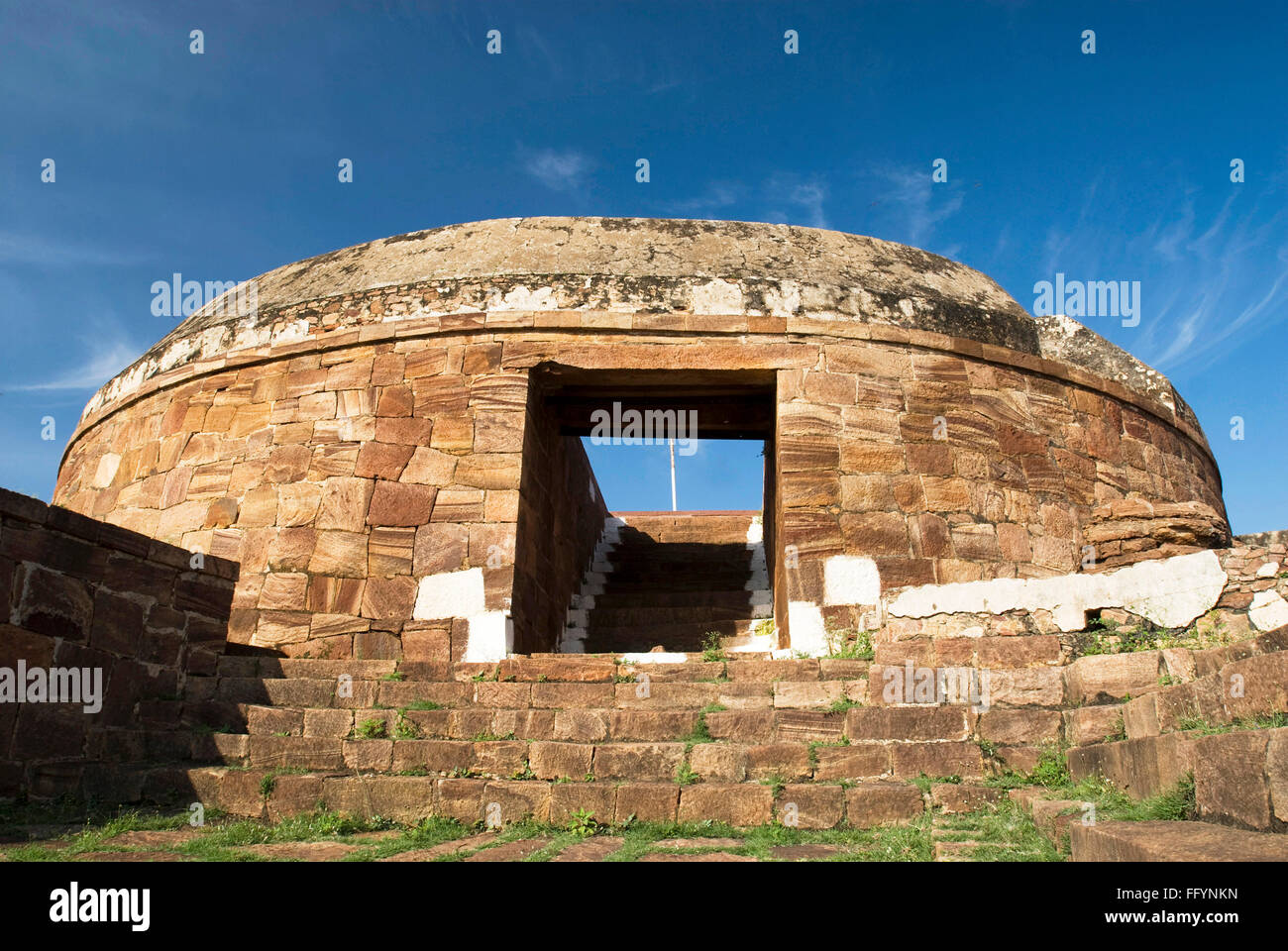 Circular watch tower in 14th century North Fort in Badami , Karnataka ...