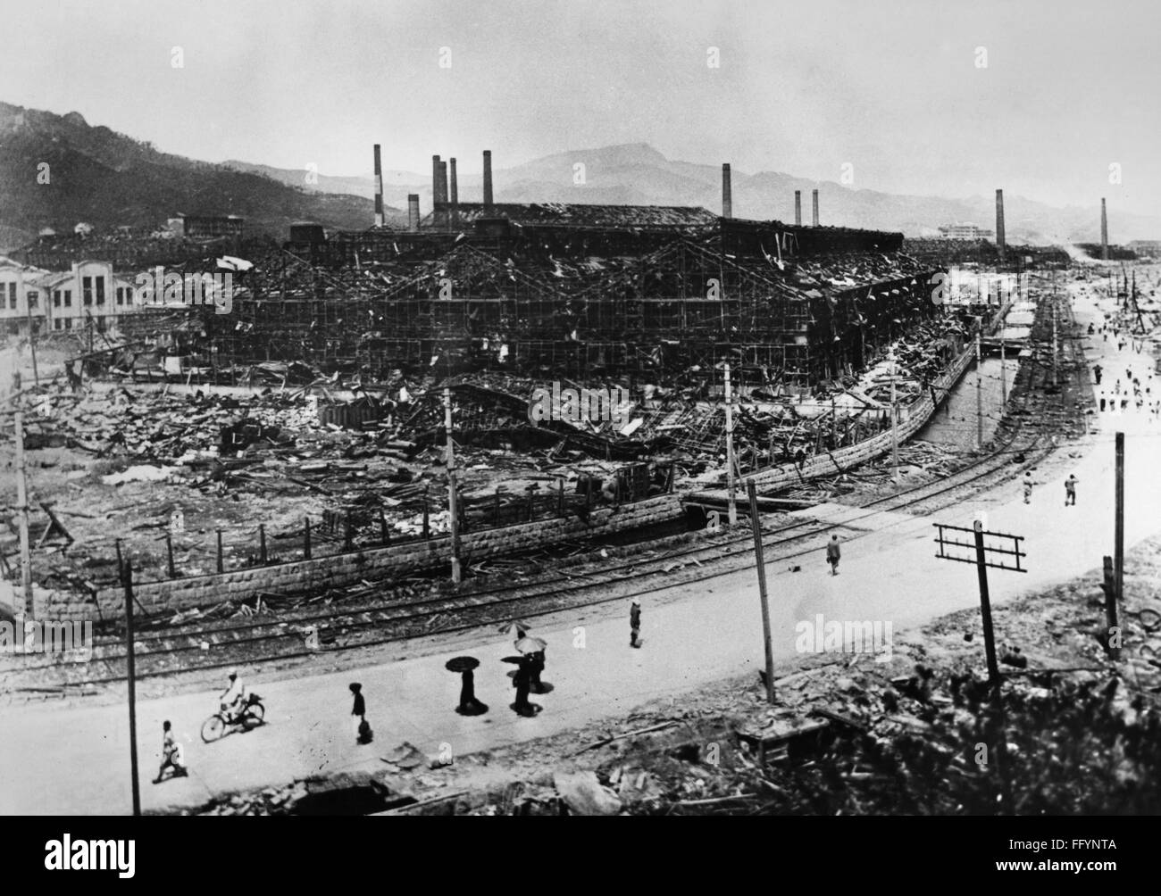 WORLD WAR II: NAGASAKI. /nRuins of the steel works of the Nagasaki ...
