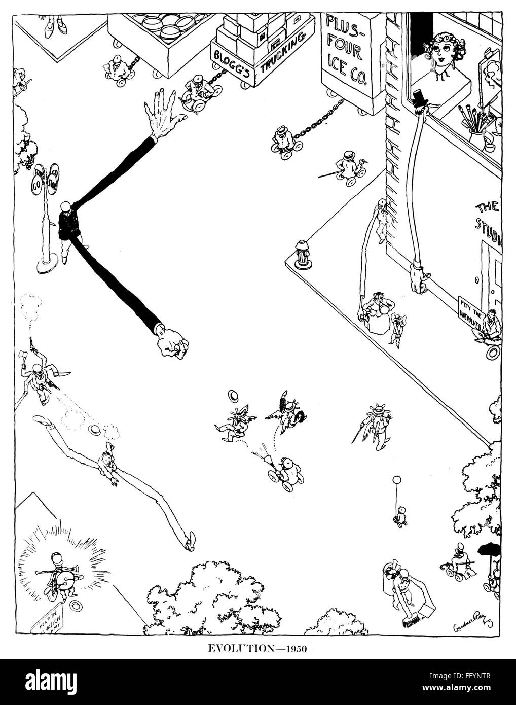 REA: CARTOON, 1925. /n'Evolution - 1950.' Cartoon from 'Judge,' by ...