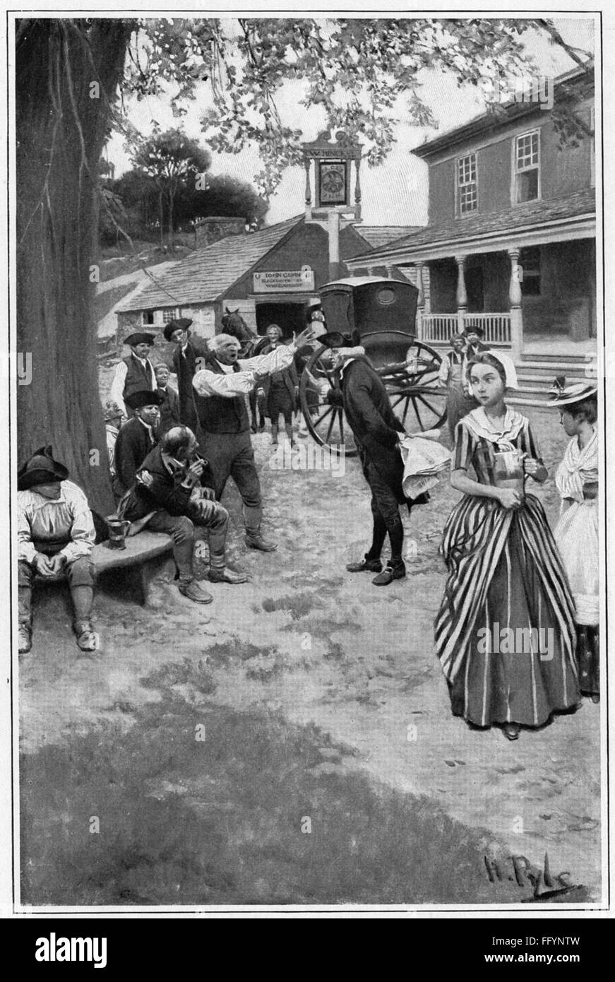 COLONIAL DISCUSSION. /nGirls in colonial America listening to an ...