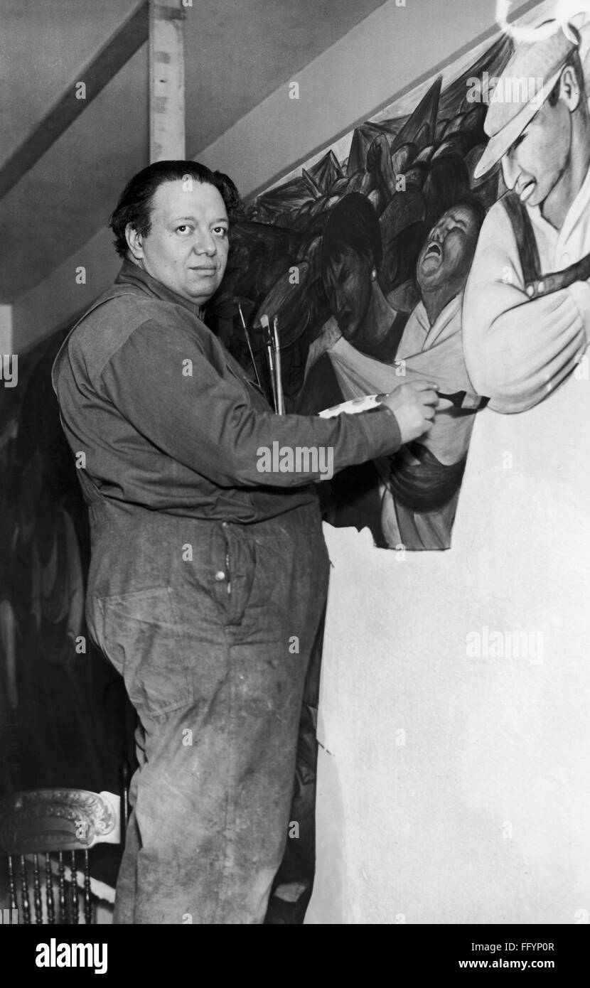 DIEGO RIVERA (1886-1957). /nMexican painter. Rivera working on one of ...