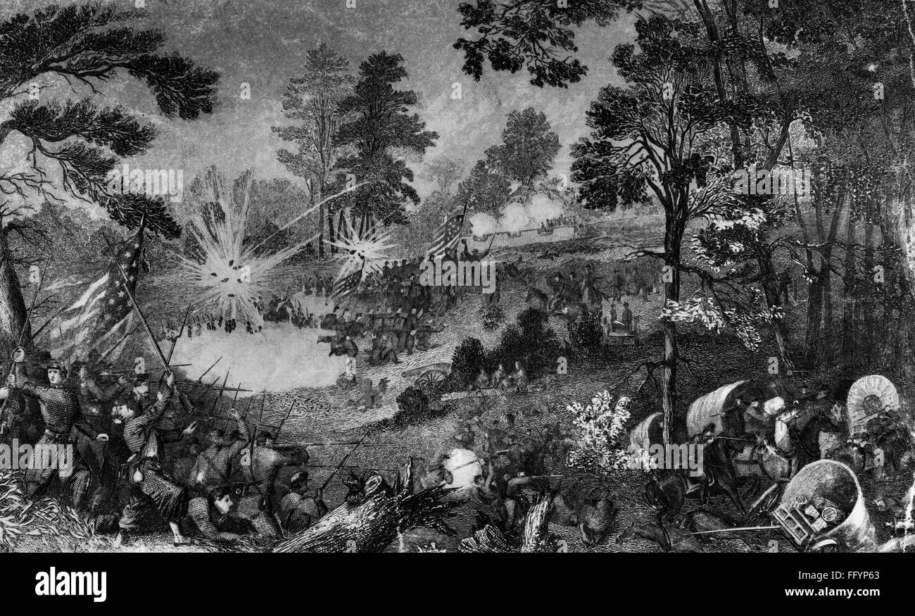 Battle of first bull run engraving Black and White Stock Photos ...