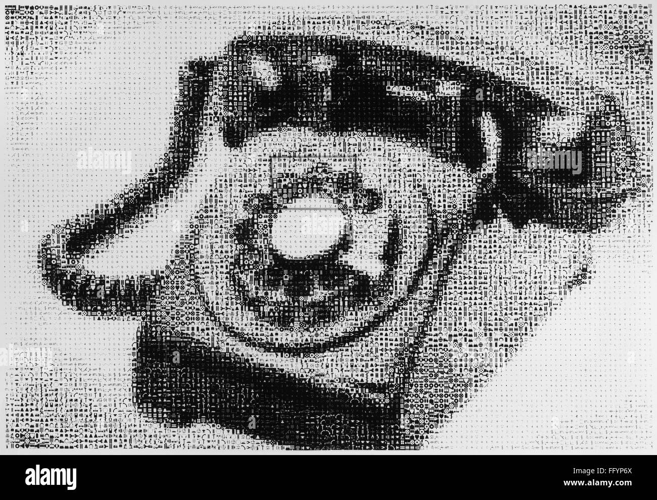 COMPUTER IMAGERY, 1968. /nComputer image using light and dark symbols ...