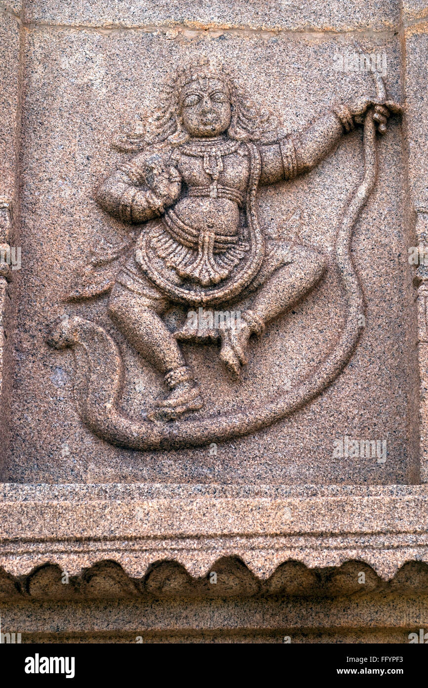 Kaliya mardana Krishna sculpture on exterior wall of Ramachandra temple ...