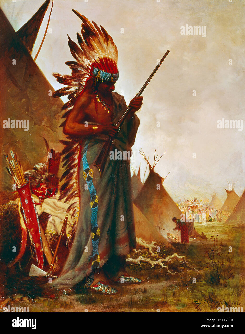 NATIVE AMERICAN AND RIFLE. /n'White Man's Weapon.' A Native American ...