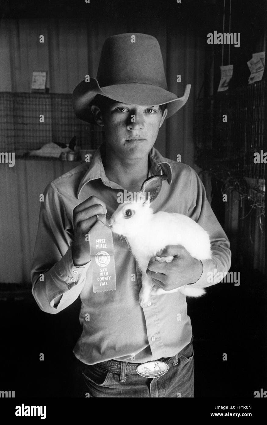 COUNTY FAIR: RABBIT SHOW. /nA boy with his prize winning rabbit at the ...