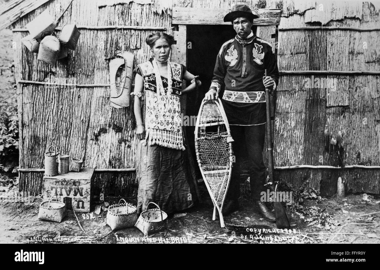MENOMINEE COUPLE, 1908. /nA Menominee Native American couple standing ...