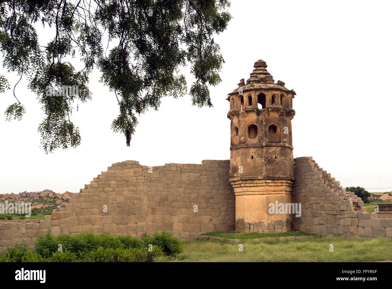 Watch Tower guard tower in Hampi , Karnataka , India Stock Photo - Alamy