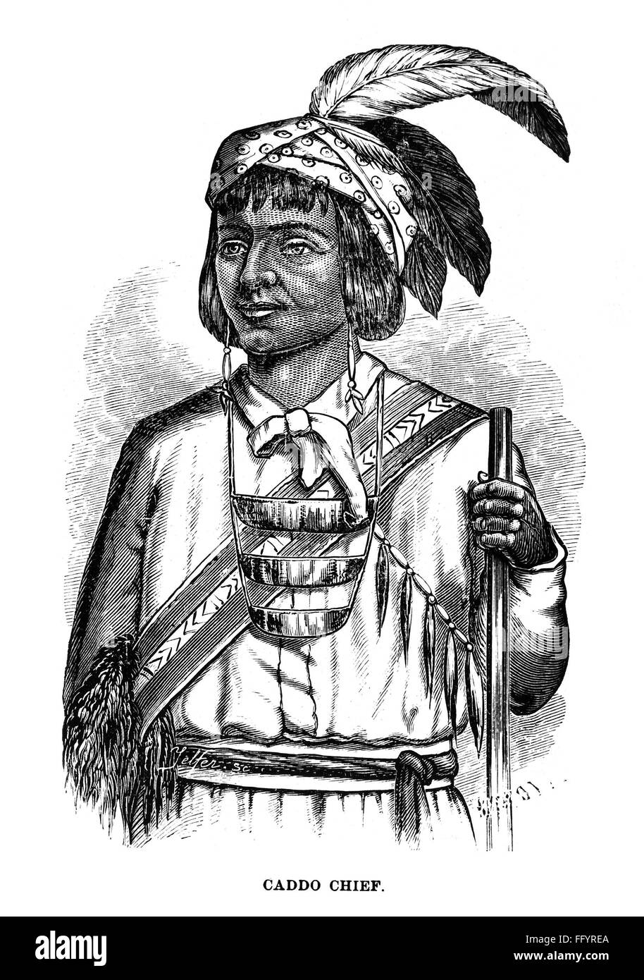 CADDO CHIEF, 1879. /nA Caddo Native American chief. Wood engraving ...