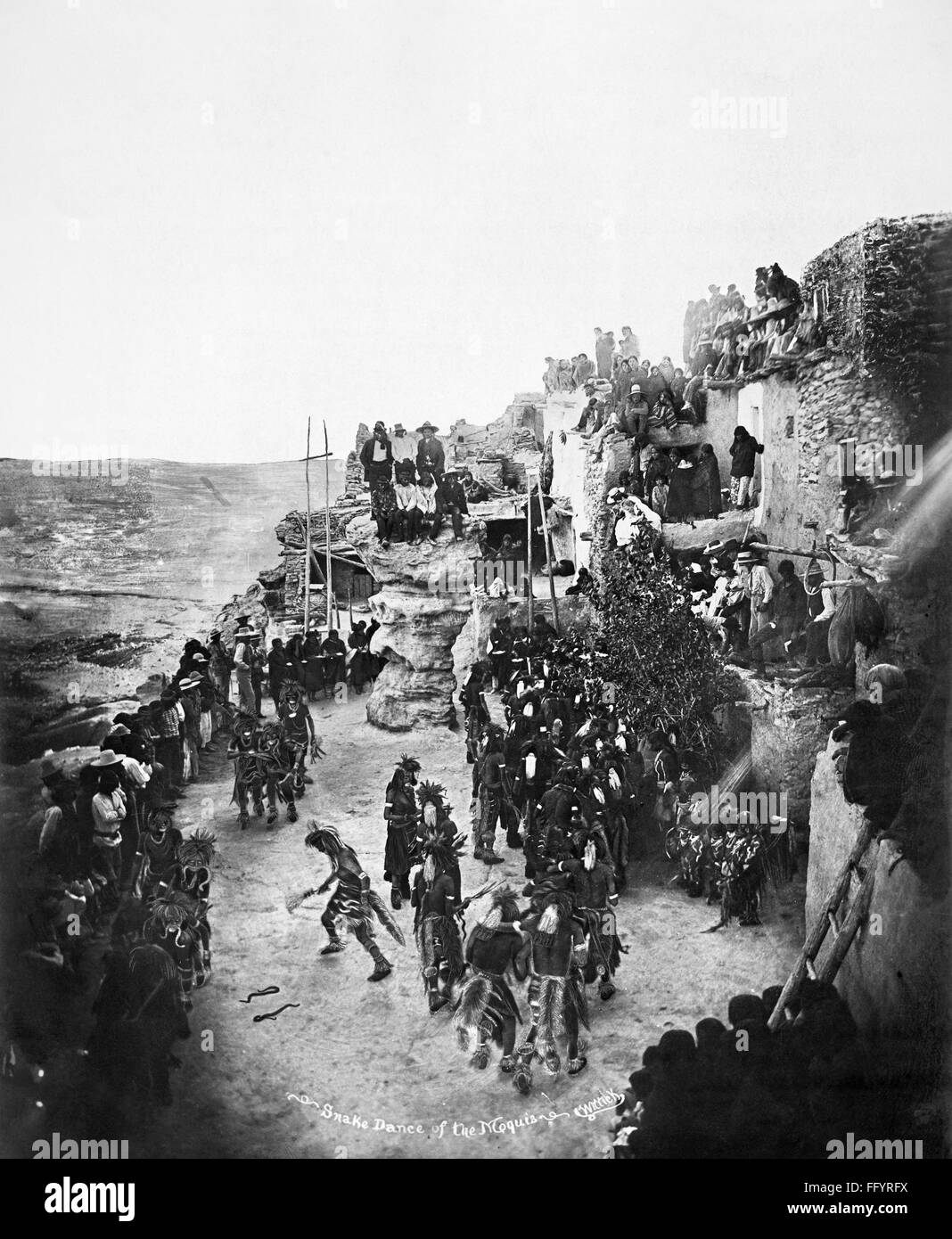 HOPI SNAKE DANCE, 1889. /nHopi snake dance ceremony at Walpi Pueblo ...
