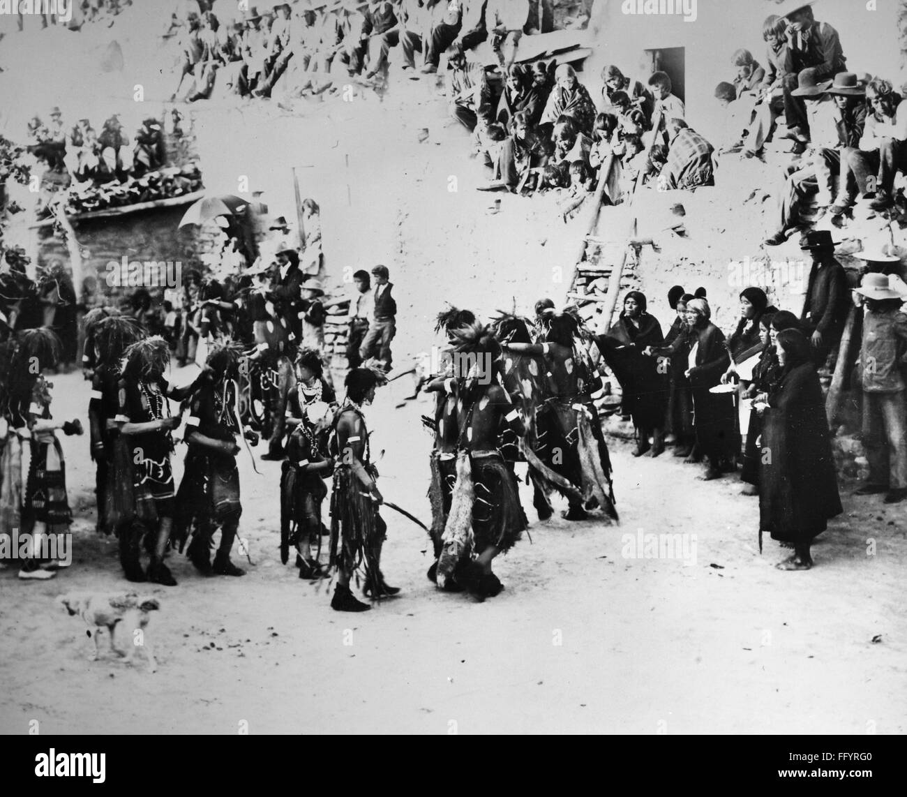 HOPI SNAKE DANCE, 1903. /nHopi snake priests dancing with snakes during ...