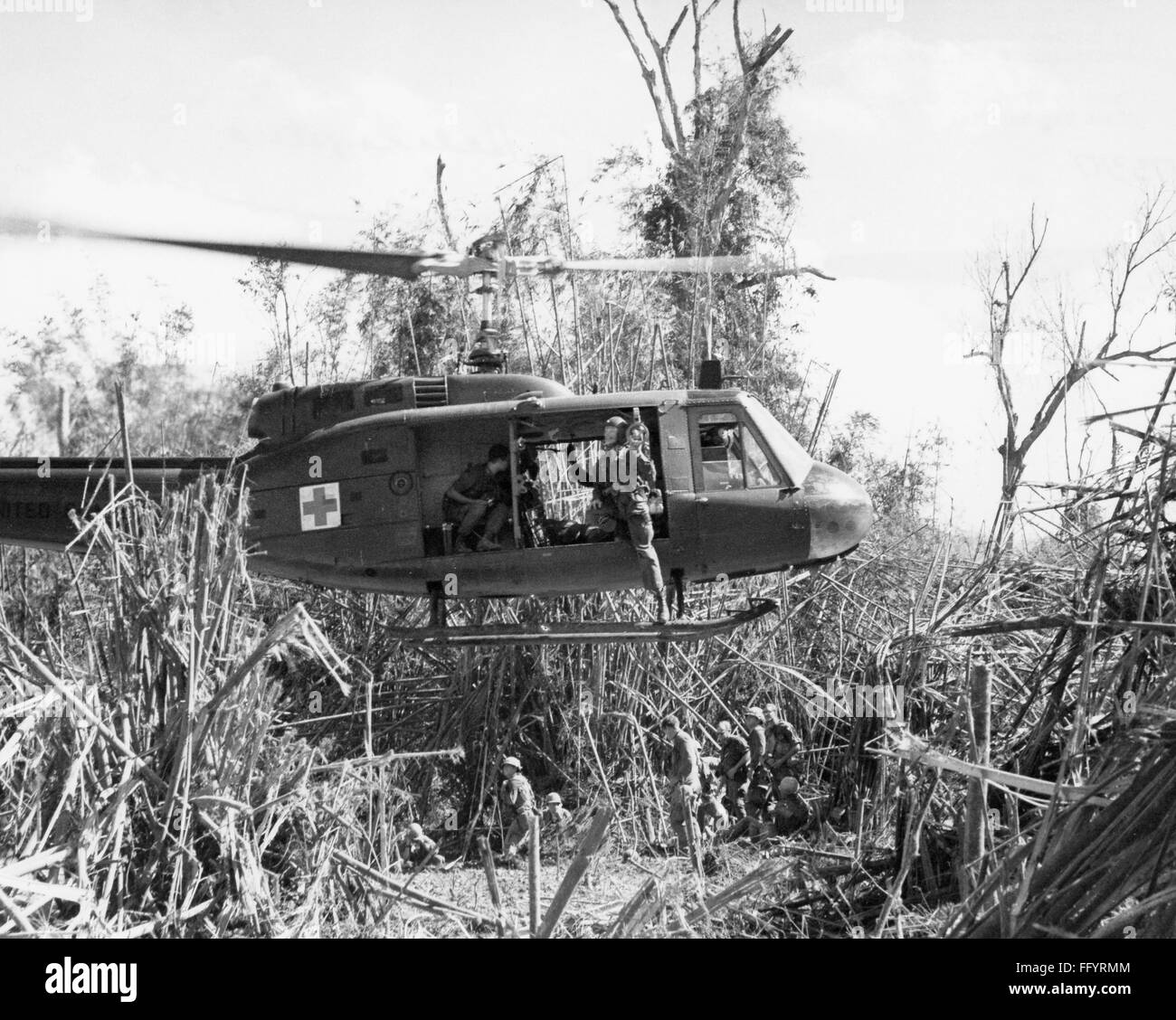 VIETNAM WAR: MEDEVAC, 1969. /nA Bell UH-1D Medevac helicopter takes off ...
