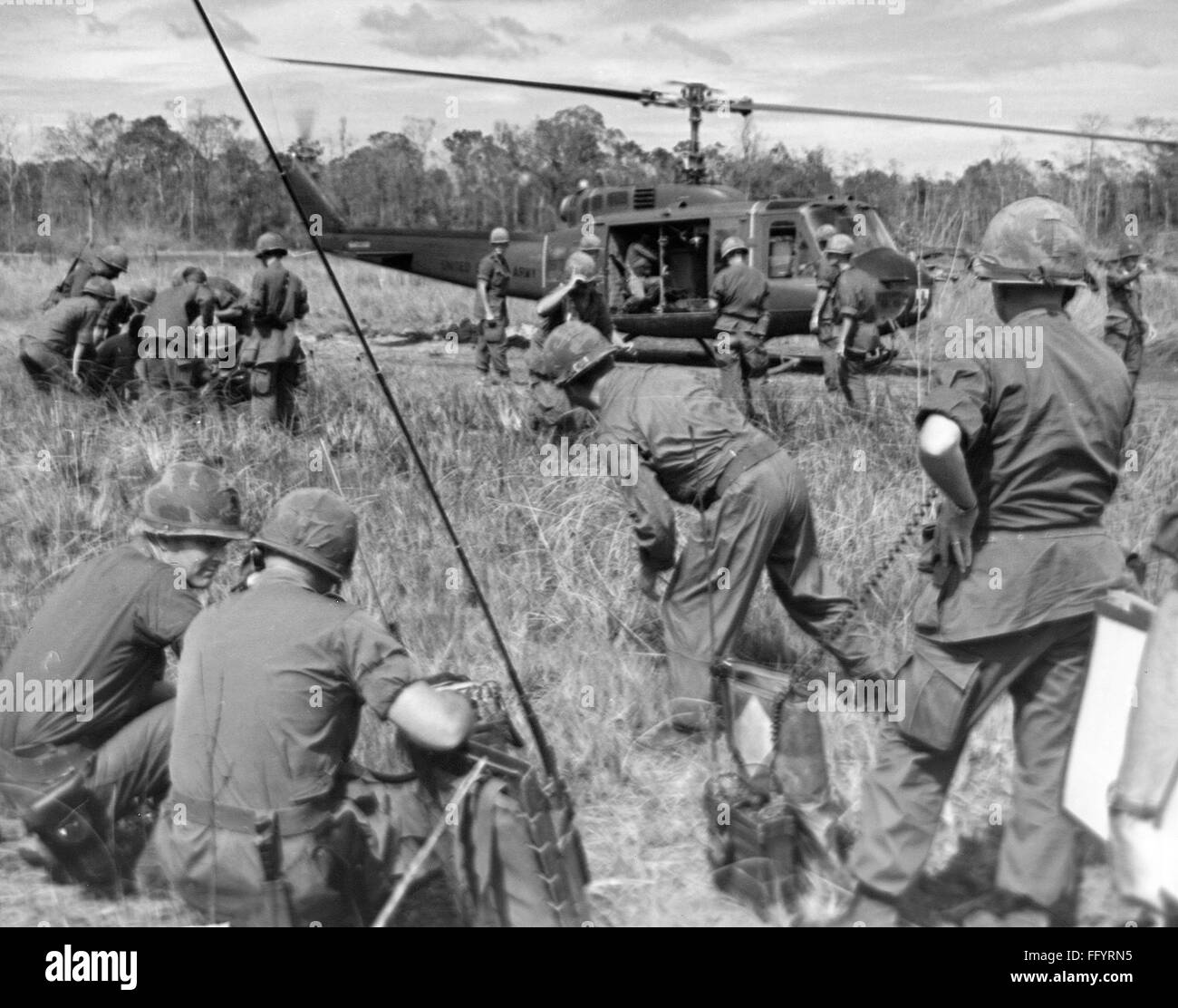 VIETNAM WAR: MEDEVAC, 1966. /nA UH-1D Medevac helicopter brings in a ...