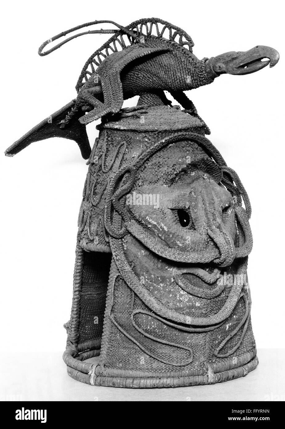 NEW GUINEA: MASK. /nWoven and clay helmet and mask from the Sepik River ...