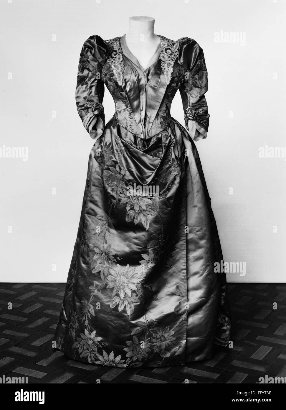 FASHION: DRESS, 1888. /nSilk damask and satin dress by C.F. Worth in ...