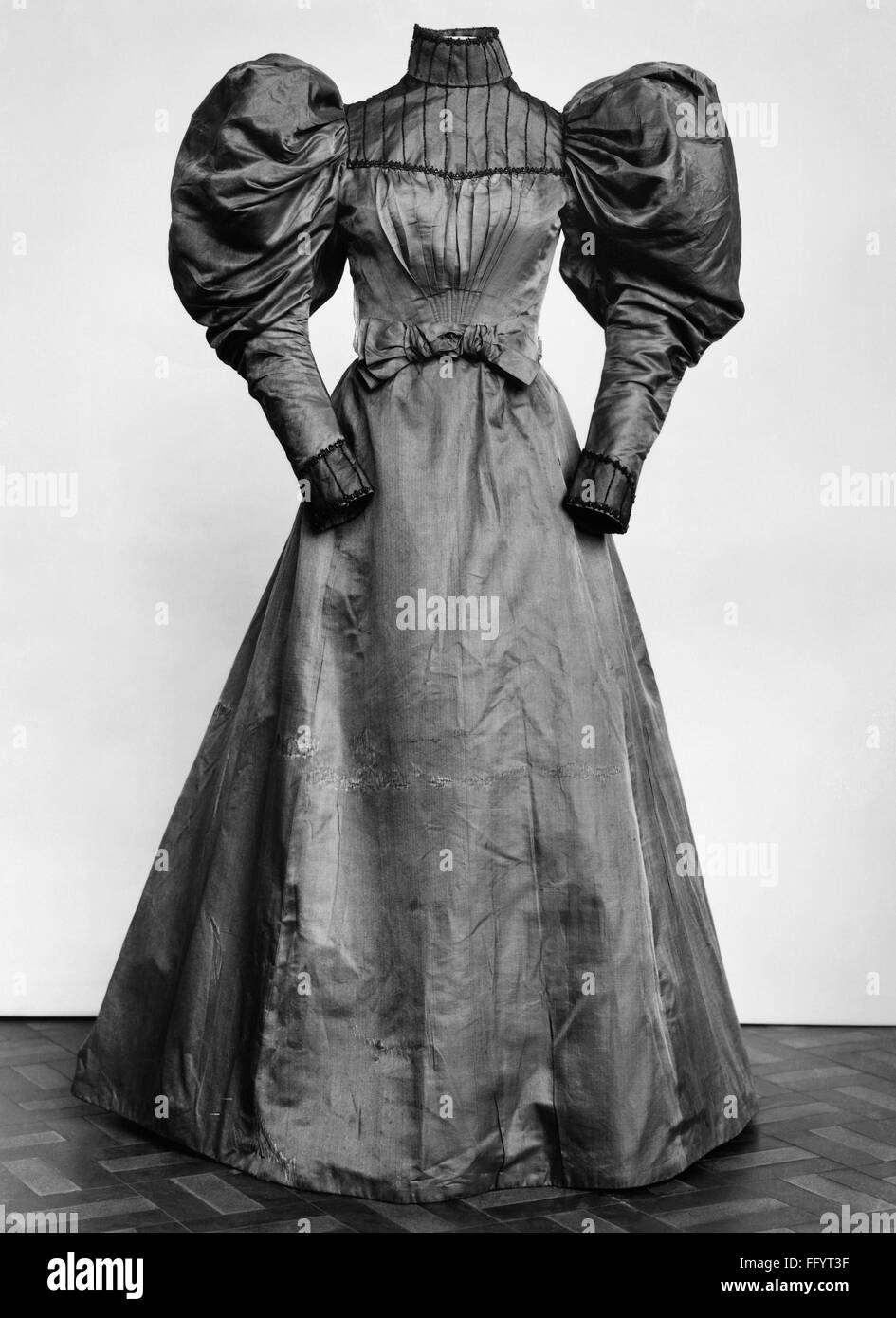 FASHION: DRESS, 1895. /nBlue iridescent cotton and silk satin dress ...