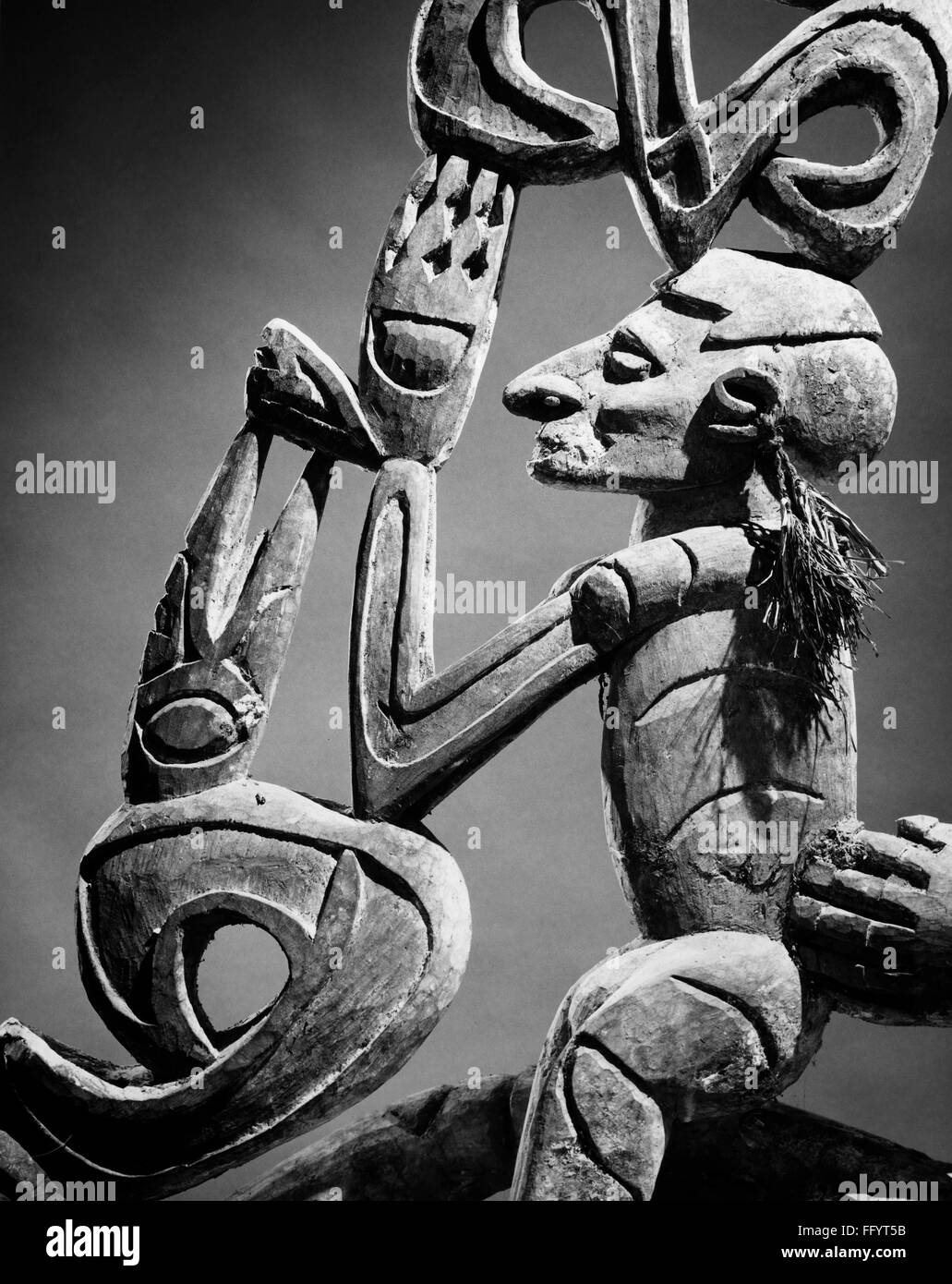 NEW GUINEA: BISJ POLE. /nDetail of a ceremonial Bisj Pole by the Asmat ...