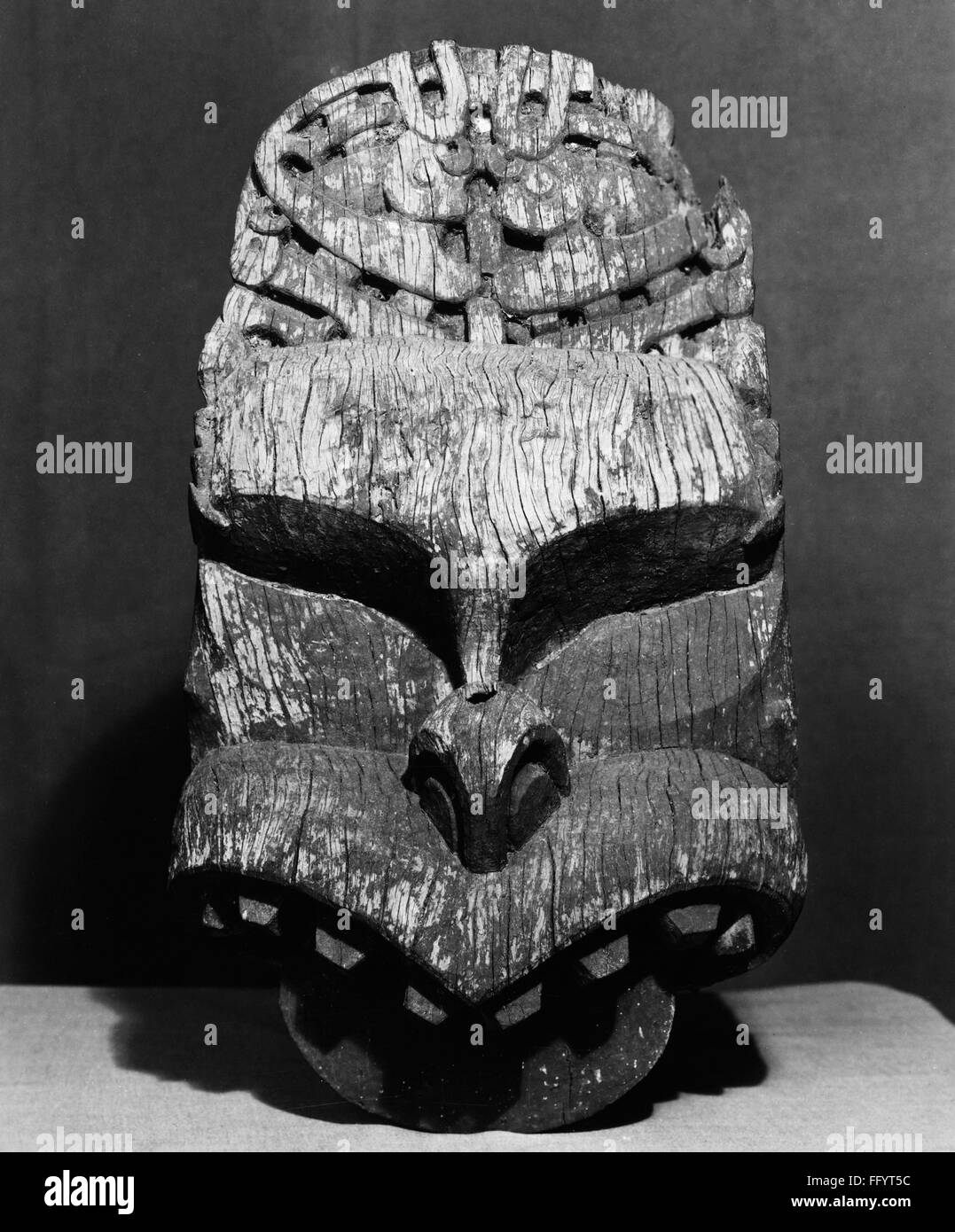 NEW ZEALAND: MAORI FIGURE. /nCarved wooden figure of a legendary ...