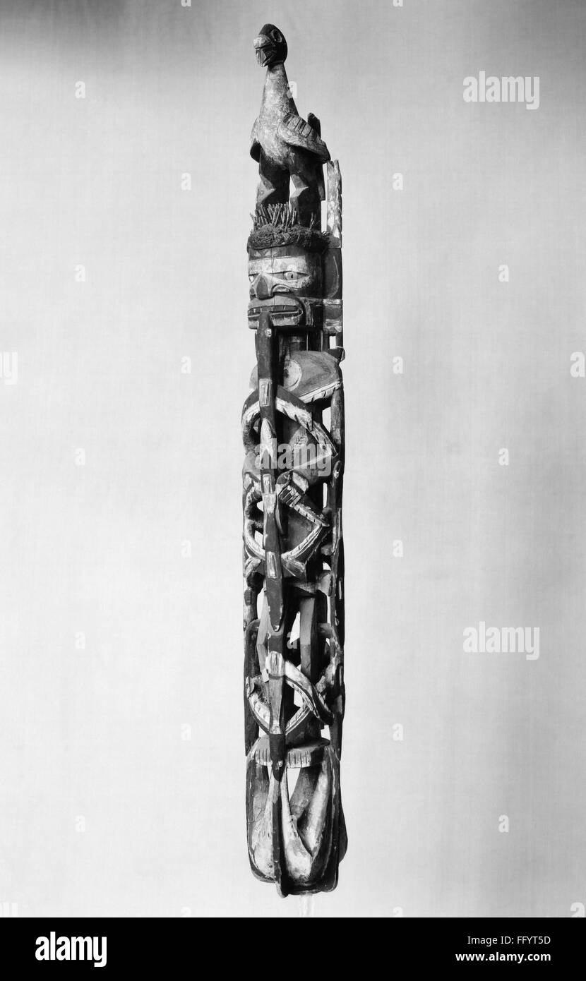 NEW IRELAND: MORTUARY POLE. /nCarved wooden mortuary pole from New ...