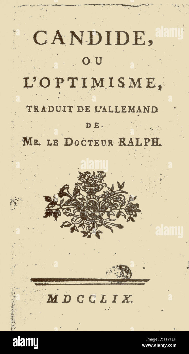 VOLTAIRE: CANDIDE. /nTitle page of the first edition of Voltaire's ...
