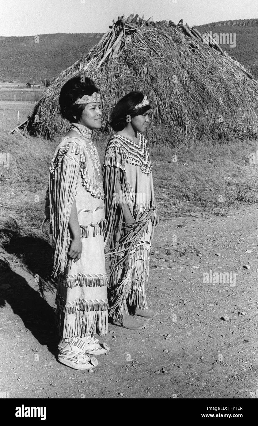 APACHE WOMEN, c1970. /nTwo Apache Native American women in Arizona, in ...