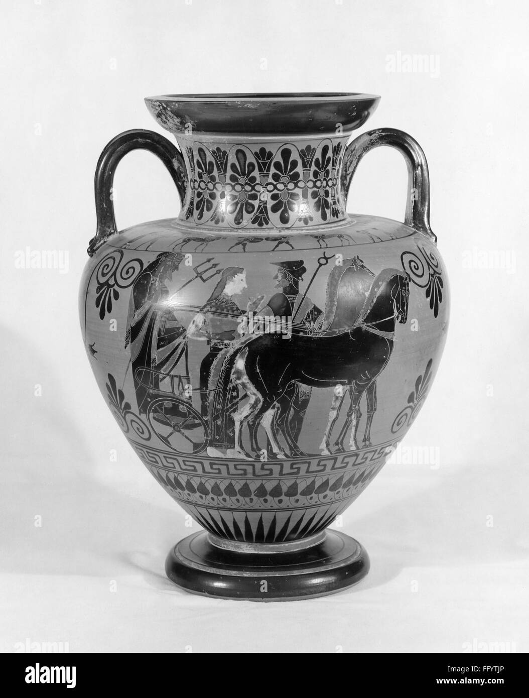 GREECE: AMPHORA, c540 B.C. /nPoseidon and his wife, Amphitrite standing ...