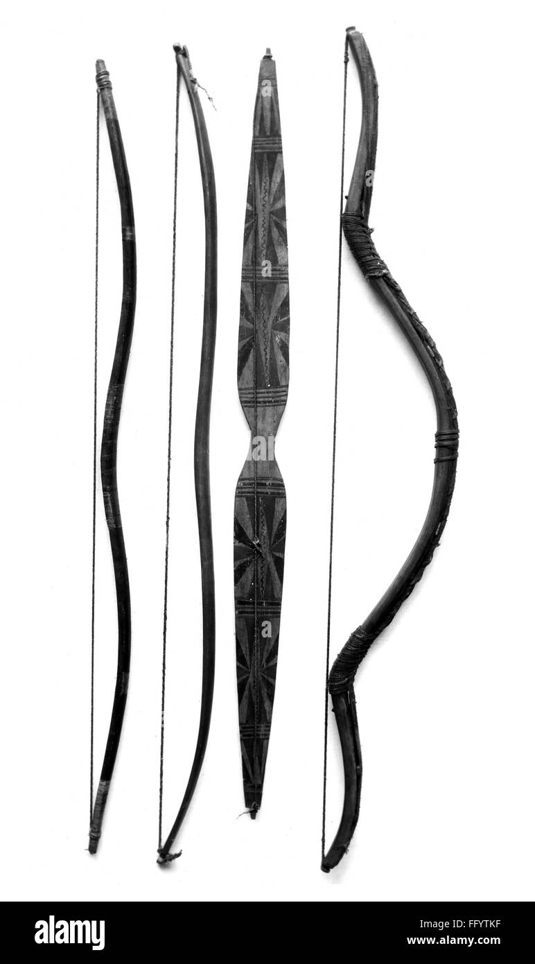 NATIVE AMERICAN BOWS. /nLeft to right: Jicarilla Apache, New Mexico ...