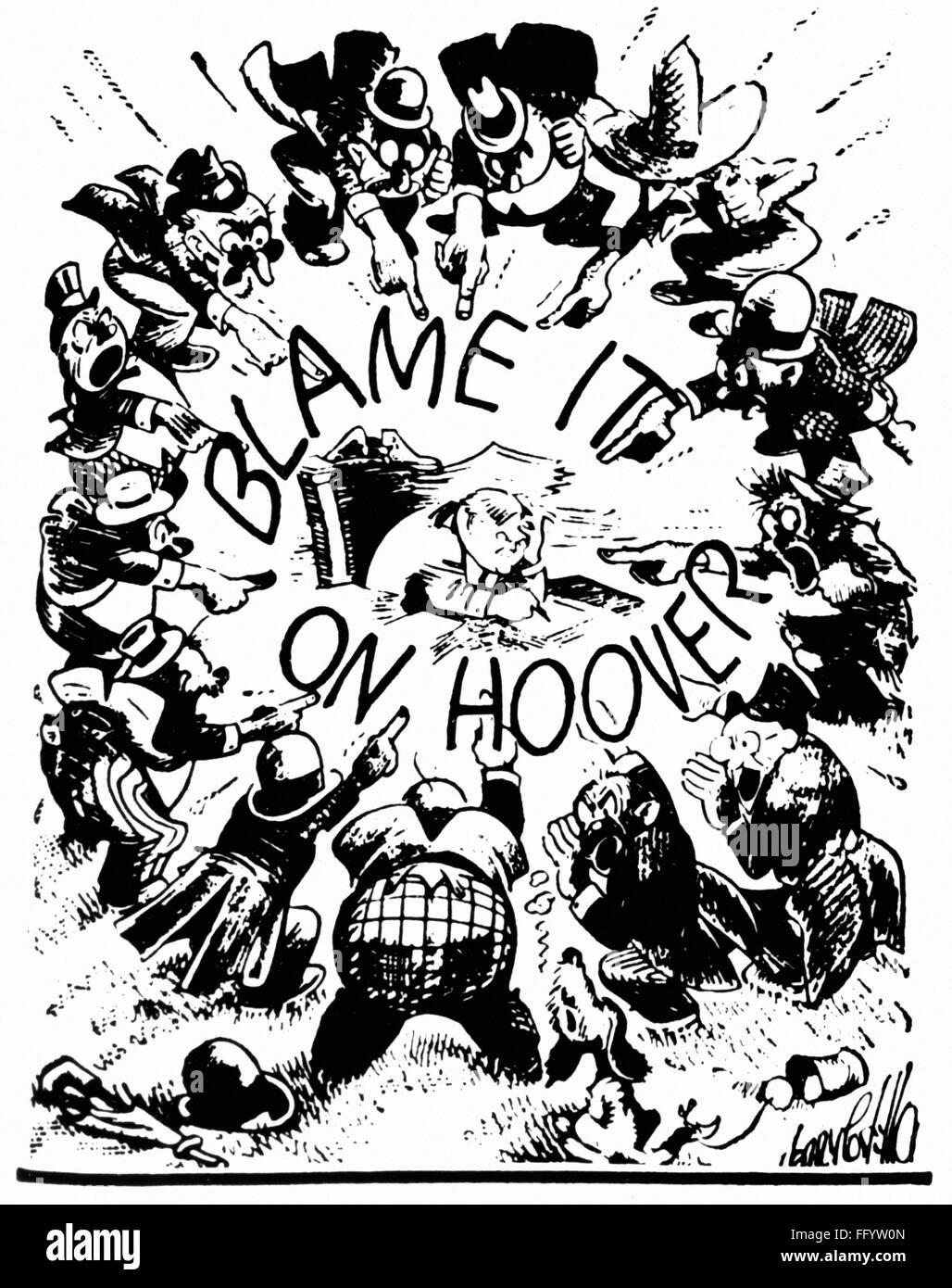 HOOVER CARTOON, 1931. /n'A Most Vicious Circle.' Cartoon by Jerry ...