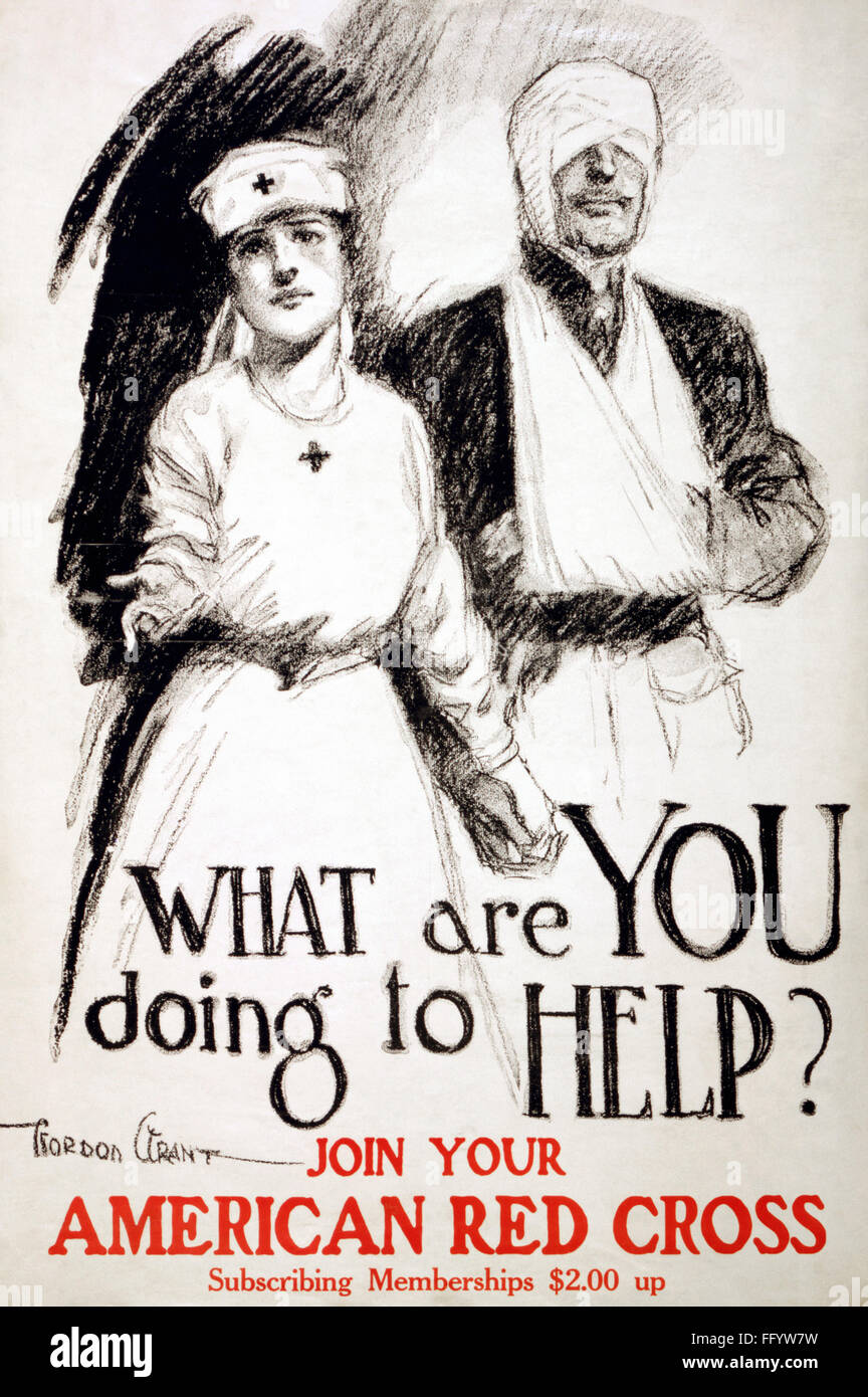 RED CROSS POSTER, 1919. /nAmerican Red Cross recruiting poster during ...