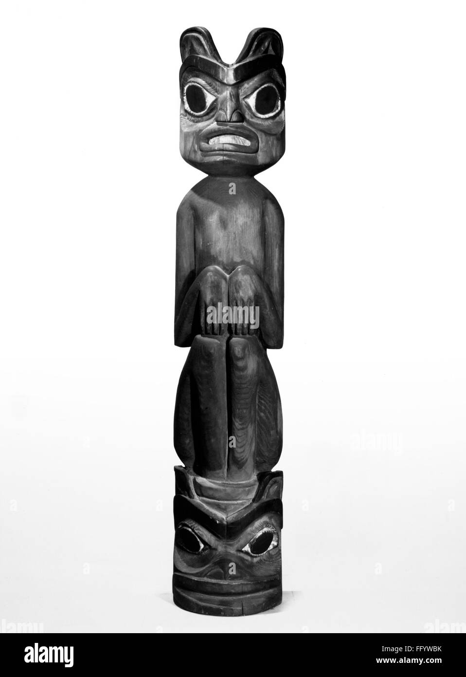 HAIDA HOUSE POST. /nCarved wooden house post of Haida Native Americans ...