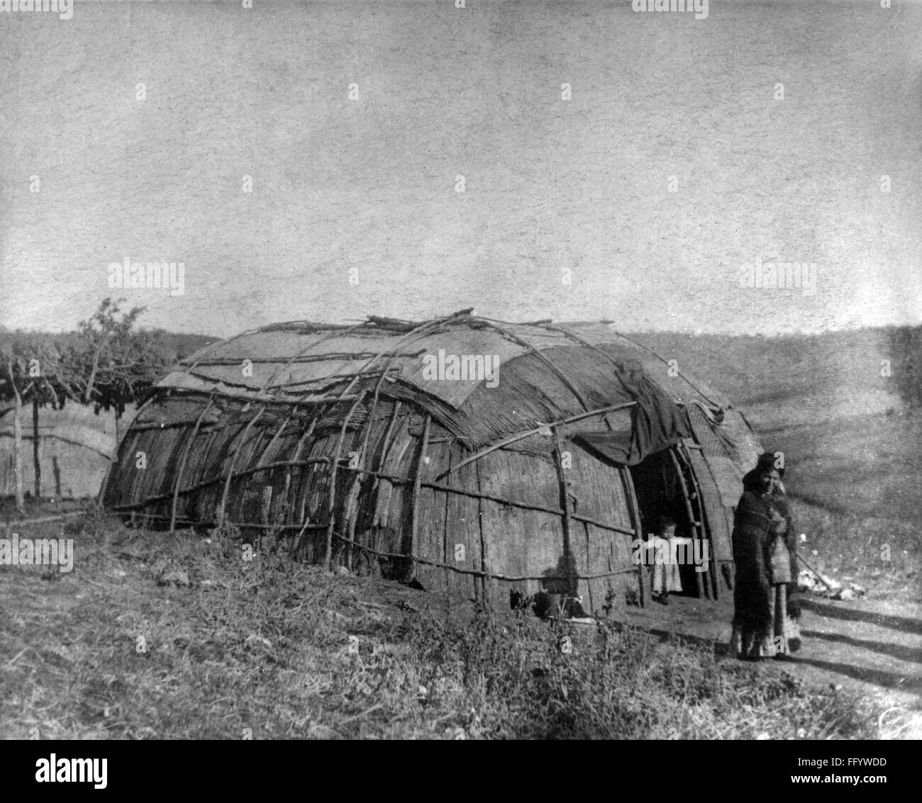 WINNEBAGO WIGWAM, c1900. /nA Winnebago Native American woman in ...