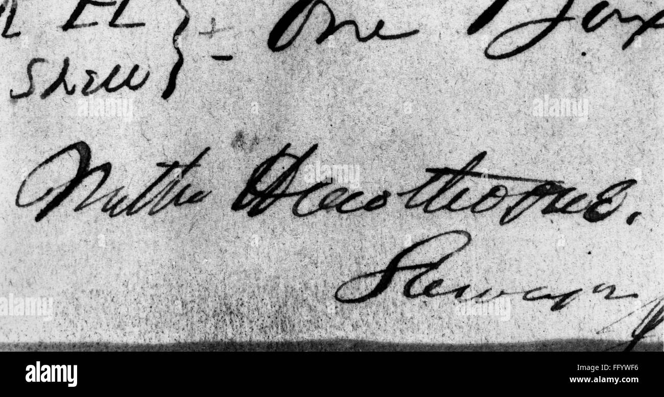 NATHANIEL HAWTHORNE /n(1804-1864). American writer. Undated signature ...